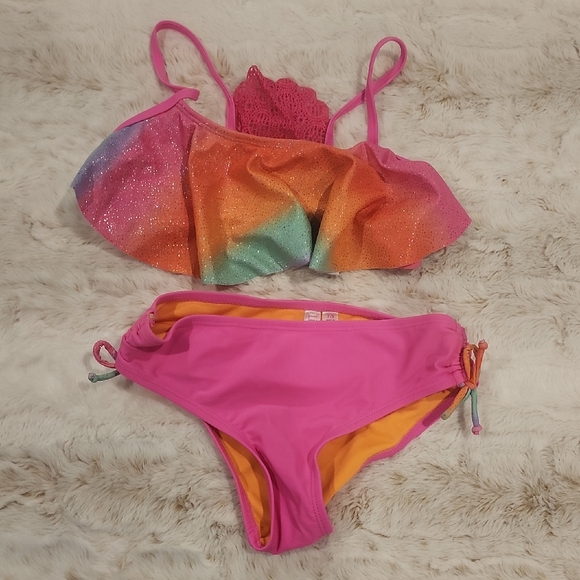 Limited Too | Swim | Limited Too Vibrant Pink And Orange Bikini Top ...